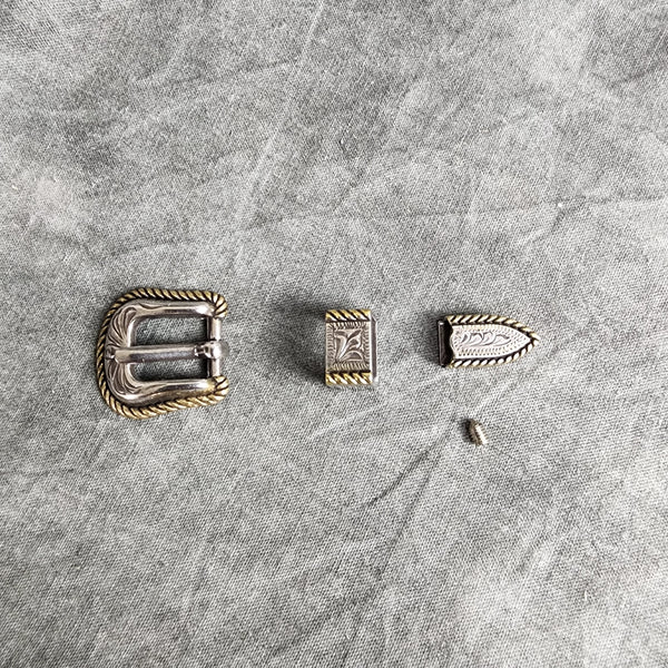 Hat Buckle Set, Silver & Gold, 3/8 inch wide, for leather or felt self ...